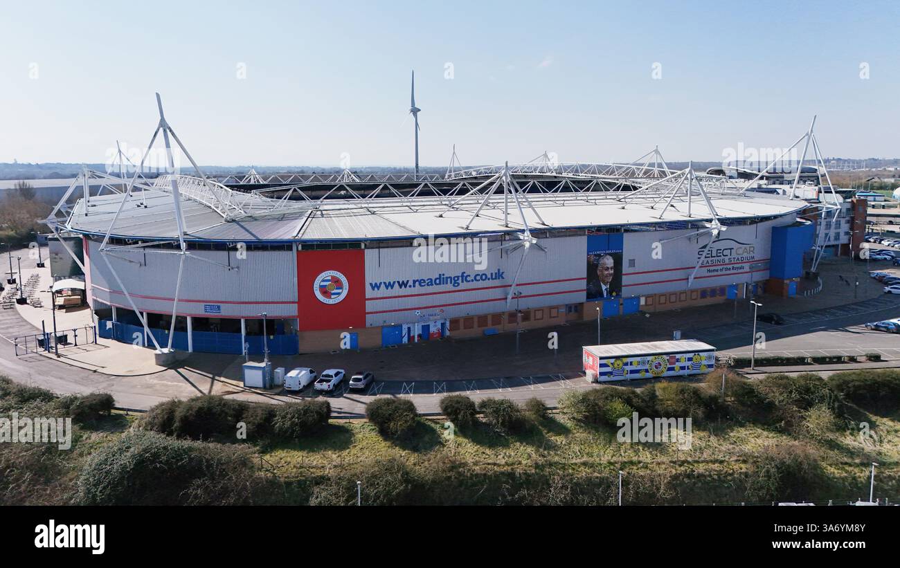 A view taken from a drone camera of the Select Car Leasing Stadium ...