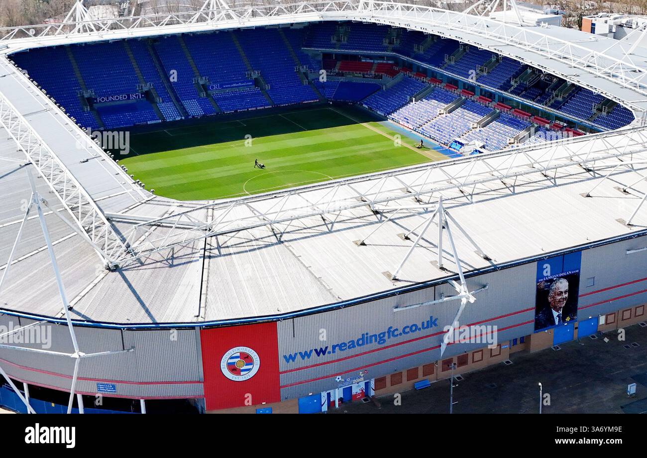 A view taken from a drone camera of the Select Car Leasing Stadium ...
