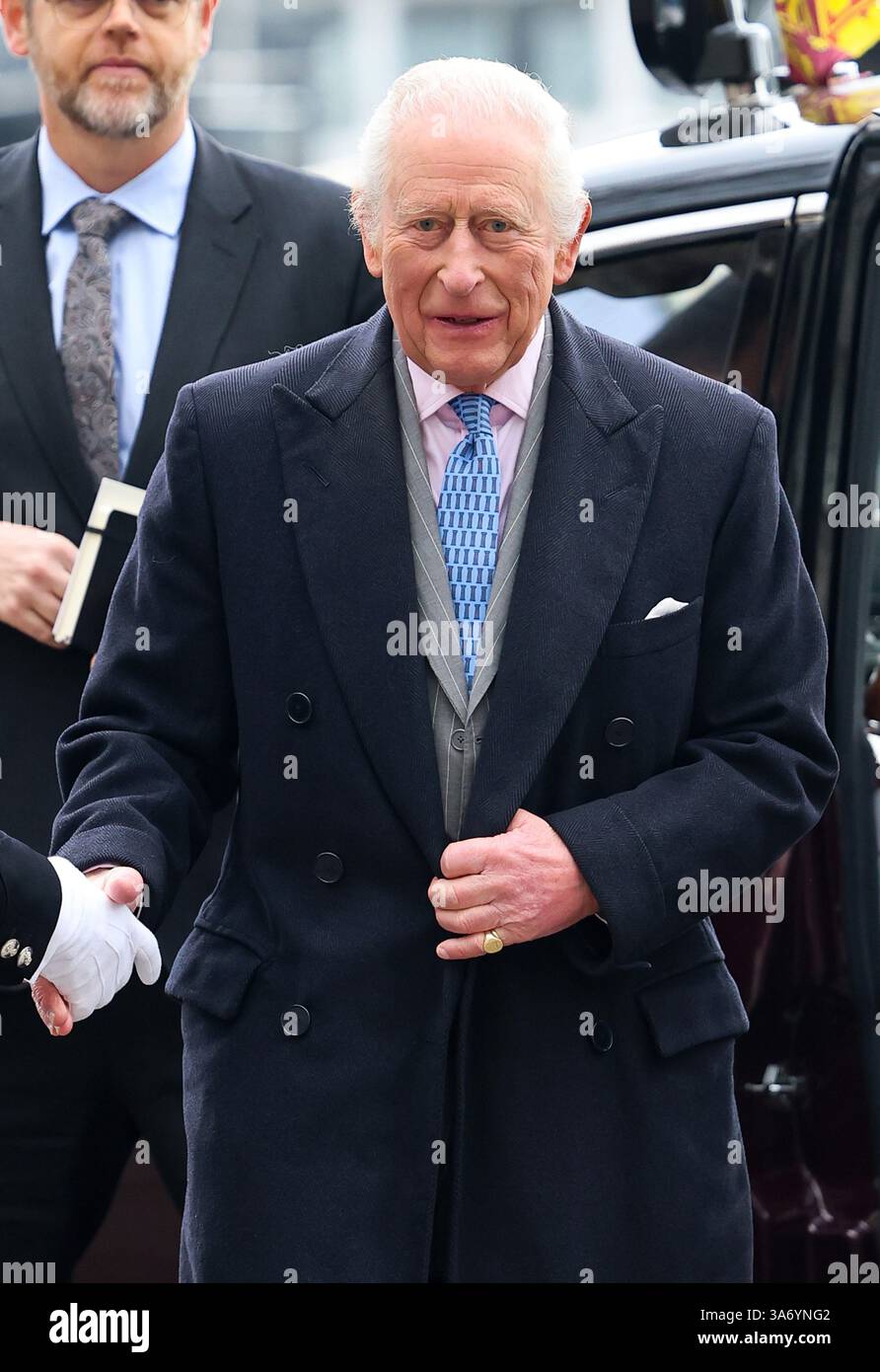 King Charles III arriving for his visit to Somerset House, London, to ...