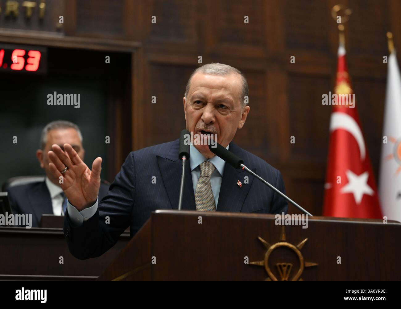 Ankara, Turkey. 26th Mar, 2025. Turkish President Recep Tayyip Erdogan ...