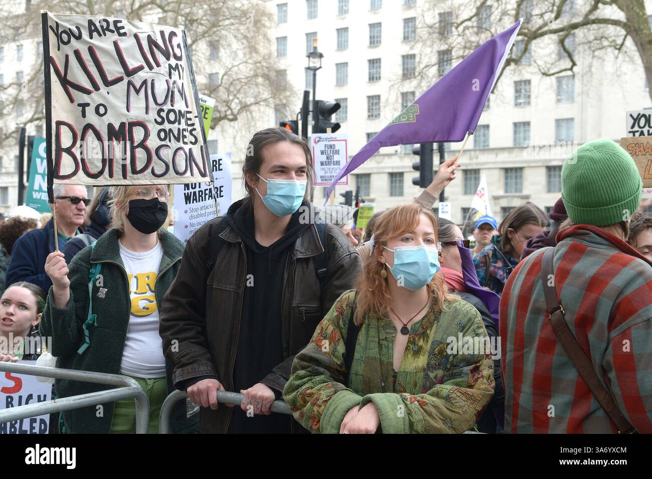 London, UK. 26th Mar, 2025. A group of people protest about proposed ...