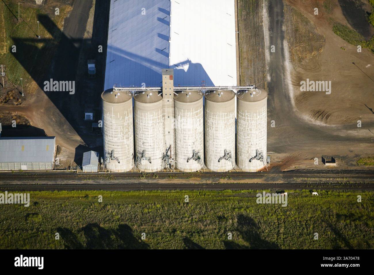 Oct. 6, 2005 - Aerial view of Silos in Moree, New South Wales ...