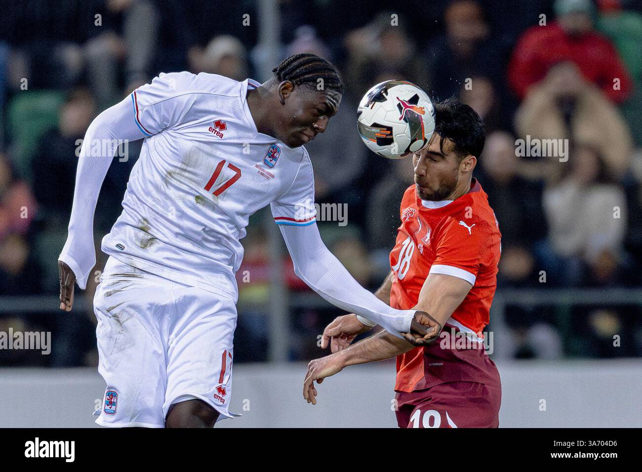 St.Gallen, Switzerland, March 25st 2025: A duel between Brian Dyomeni ...
