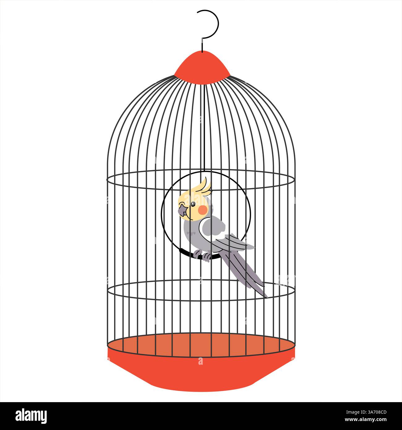 Small canary bird inside cage Stock Vector Images - Alamy