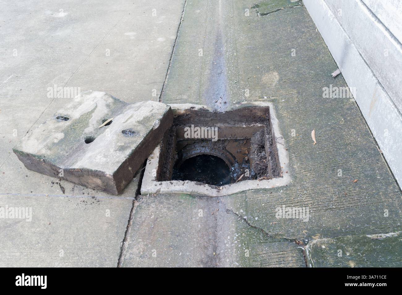 Working for drain cleaning. Problem with the drainage system Stock ...