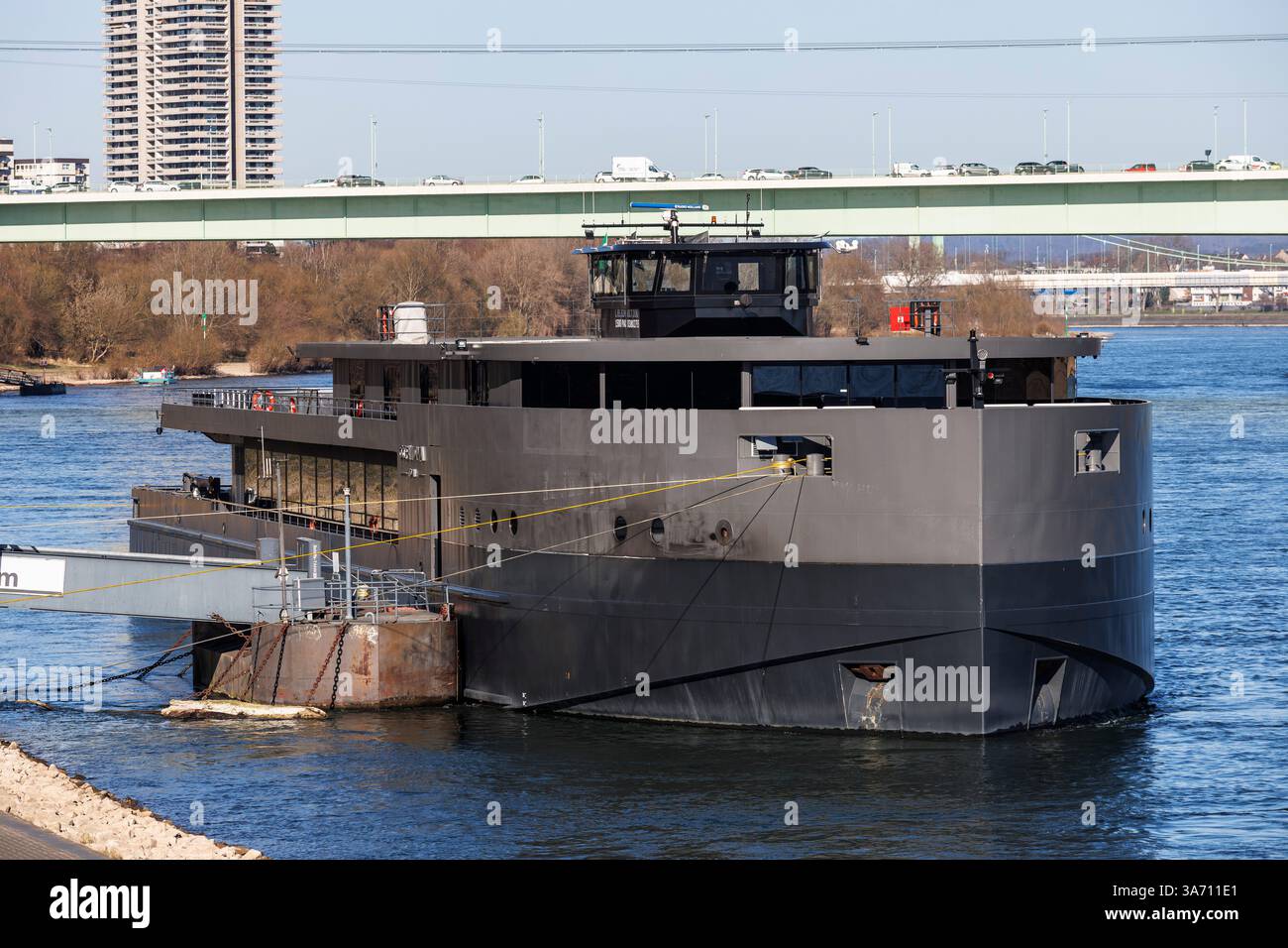the 100% electrically powered event ship OceanDiva Nova is moored on ...