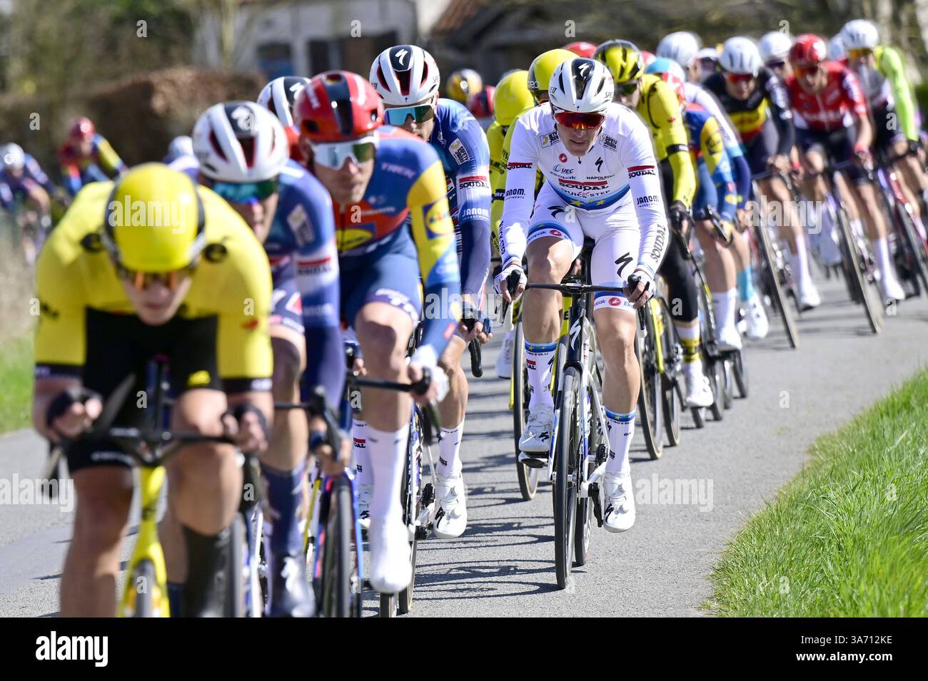 Belgian Tim Merlier of Soudal Quick-Step pictured in the pack during ...
