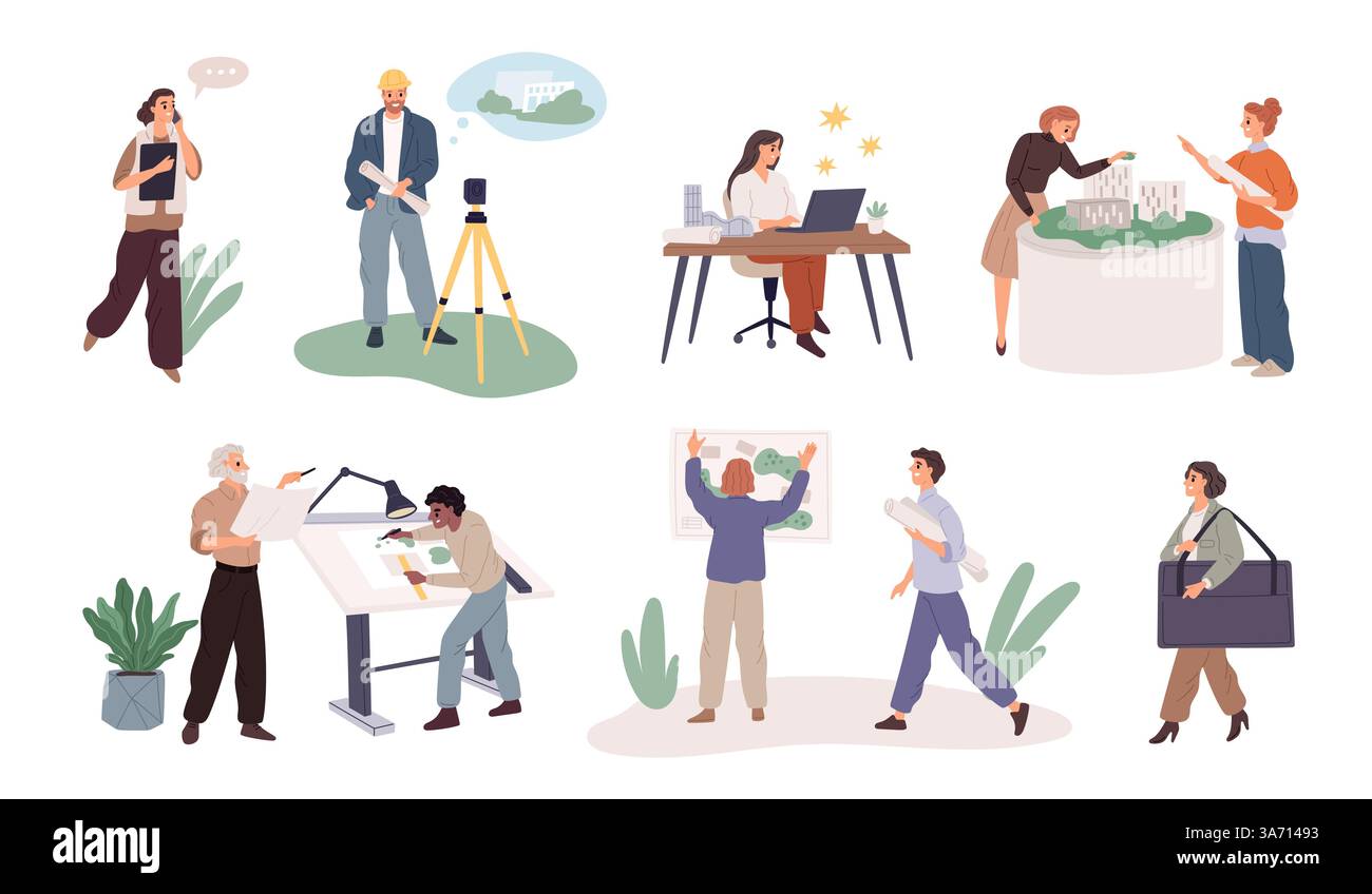 Professional architects people. Construction and buildings design ...