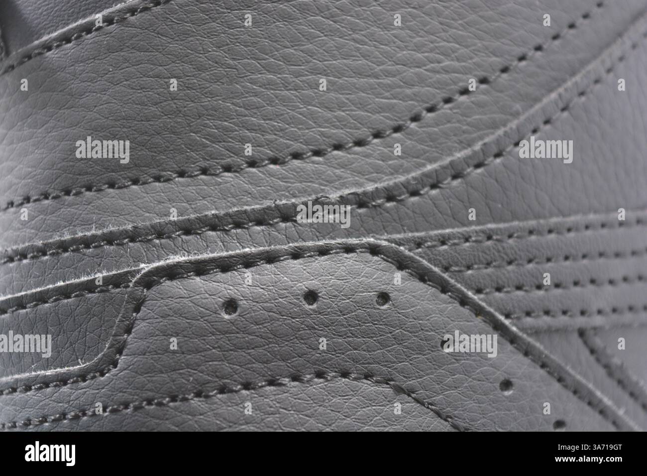 Materials, products made of black leather, leatherette. Black threads ...