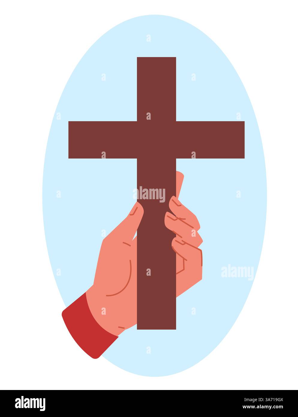 Hands holding cross. Religion catholic symbol in arms. Theology church ...