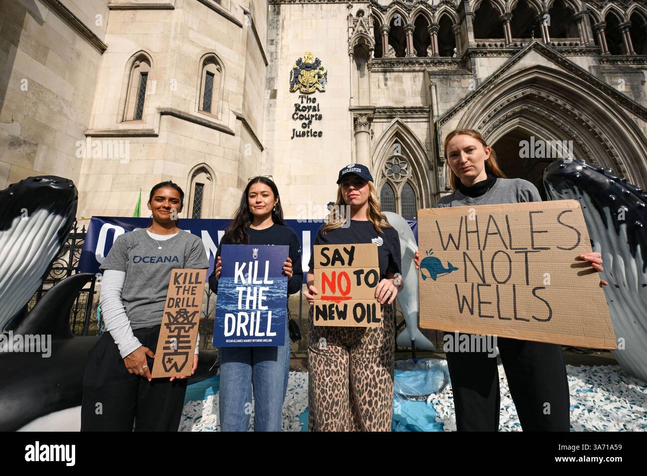 EDITORIAL USE ONLY Campaigners from Oceana UK protest outside the Royal ...