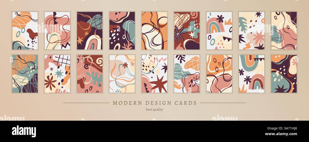 Abstract shapes collages. Contemporary organic compositions, lines ...