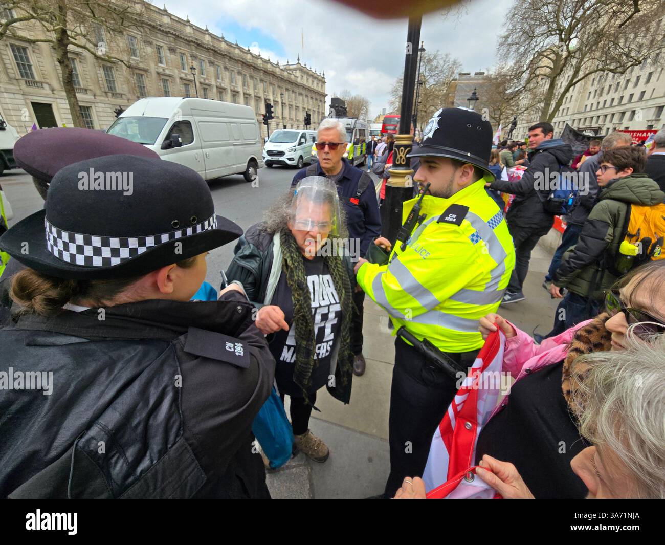 London, United Kingdom. 26th Mar, 2025. Protesters against benefit cuts ...