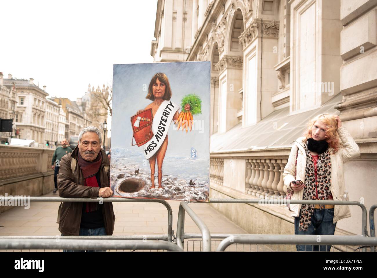 London, United Kingdom. 26th March 2025. Protesters in Downing Street ...