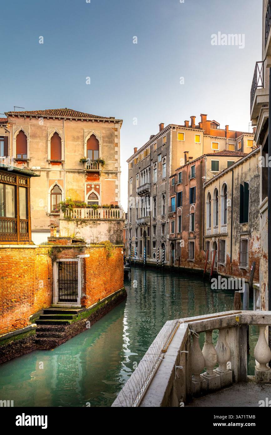 Venice, Italy - February 5, 2025: A narrow canal in Venice, Italy ...