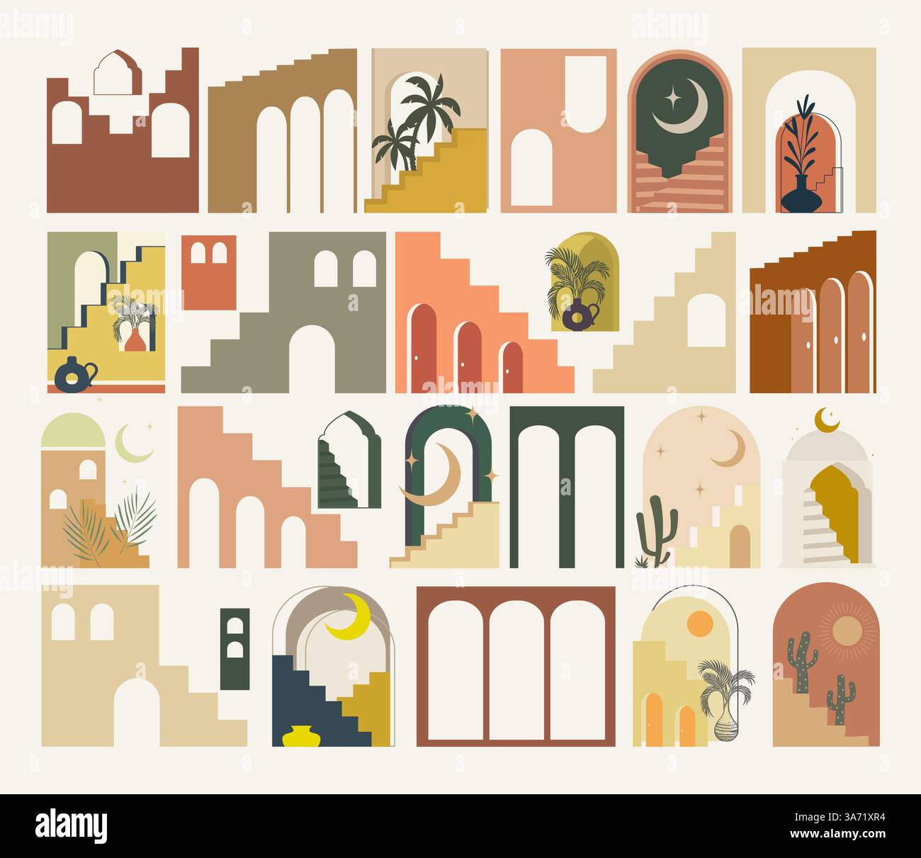 Moroccan architecture decorative elements. Morocco buildings, arched ...