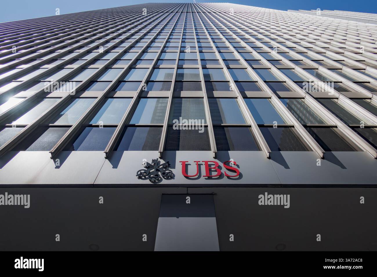 USA. 25th Mar, 2025. Sign at the entrance to the Union Bank of ...