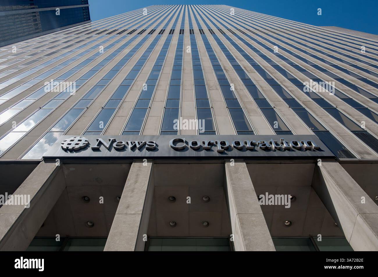 Marquee at the main entrance to the FOX News Headquarters at NewsCorp ...