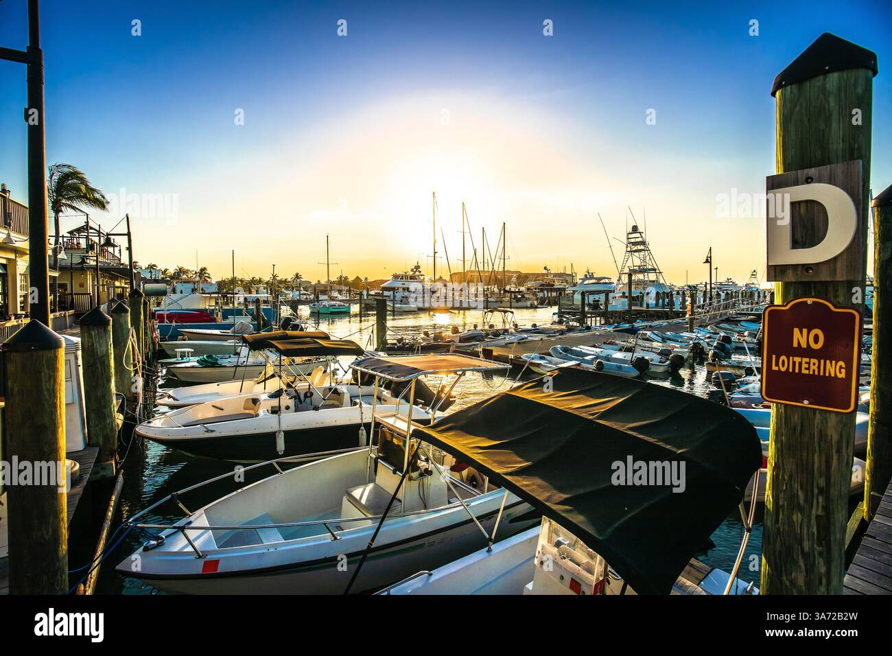 Key West scenic harbor sunset view. Famous tourist spot in Florida Keys ...