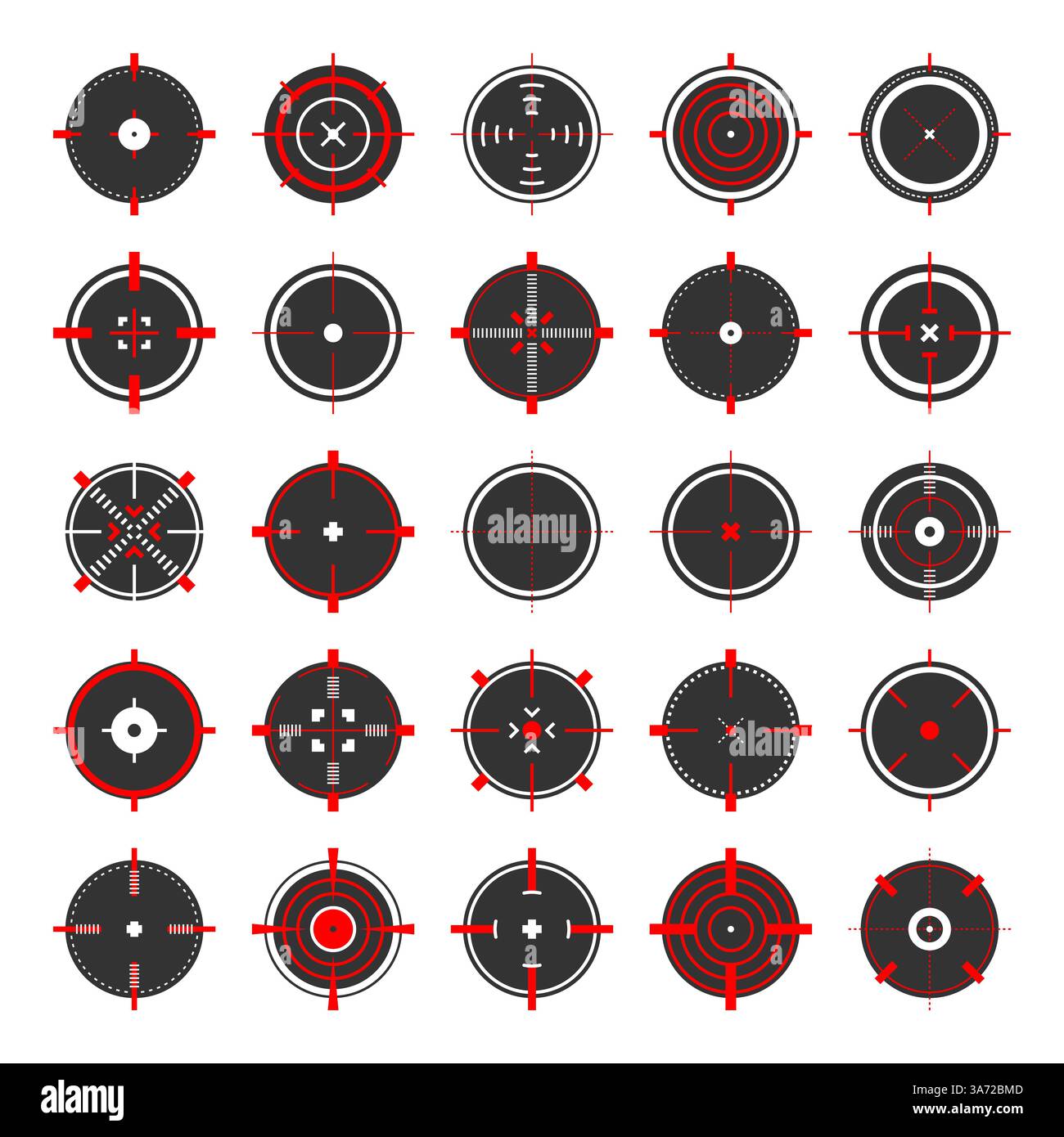 Round sniper rifle sights, weapon optical scope crosshair. Hunting gun ...