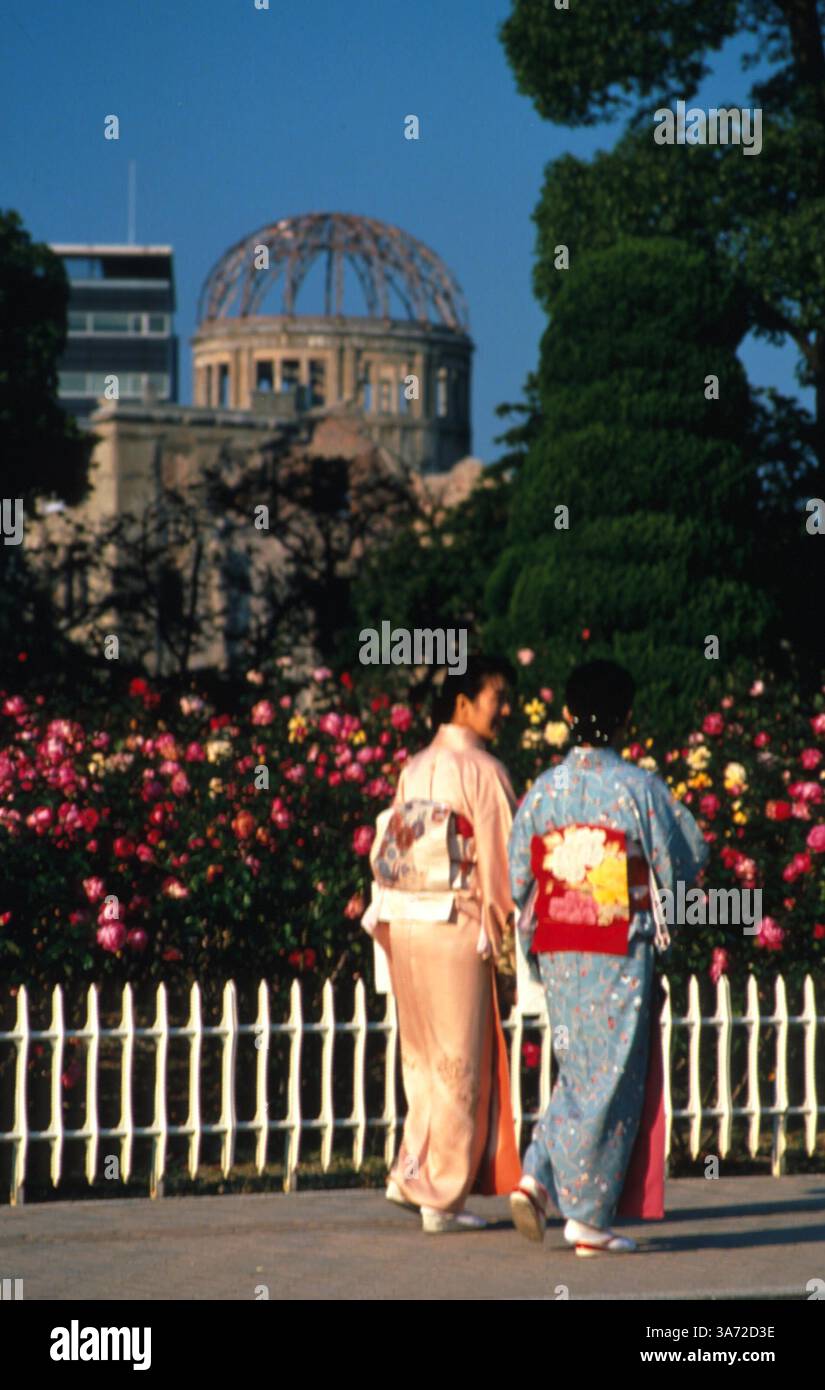Jan. 1, 2011 - Kimono clad women passing A-Bomb Dome, Peace Park ...