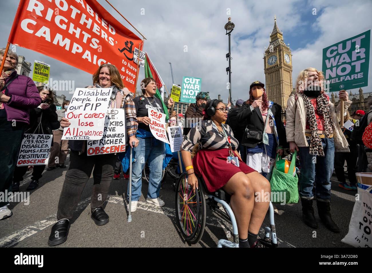 London, UK. 26 March 2025. Members of the disabled community and ...