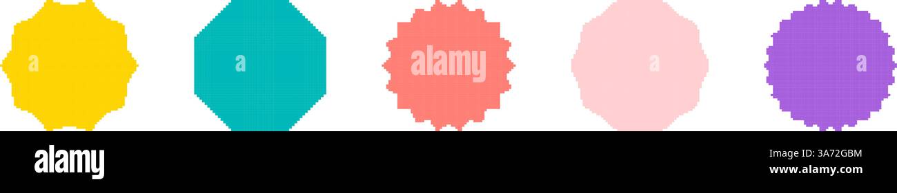 Colorful Geometric Shapes Pixelated Icon Set. Pixel Art Symbol ...