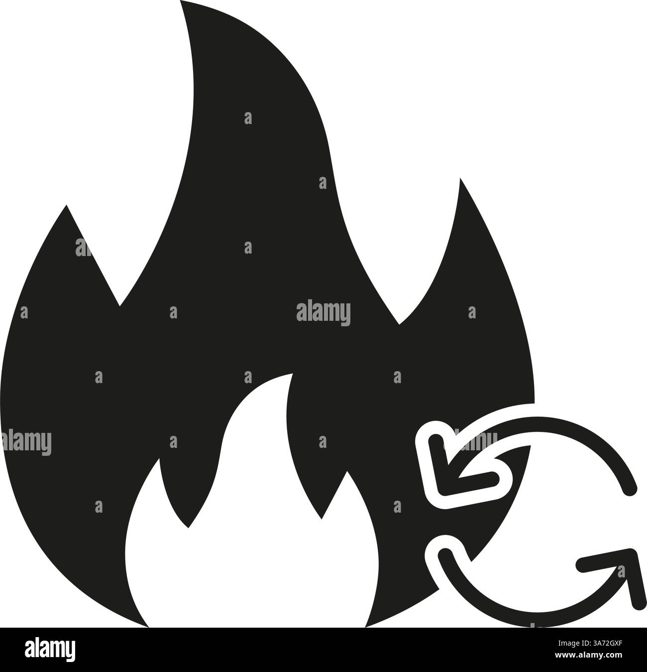 Fire with Circular Arrows Solid Icon. Metabolism, Energy Burning, and ...