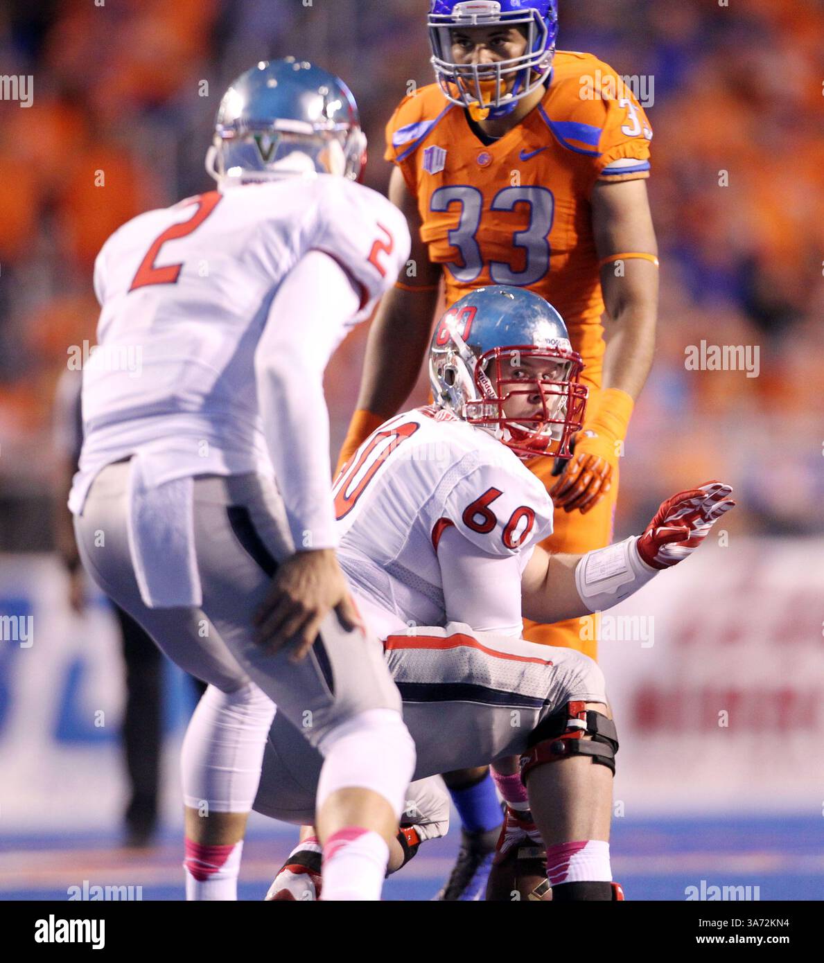 Oct. 17, 2014 - Boise, ID, USA - Fresno State center Bo Bonnheim (60 ...