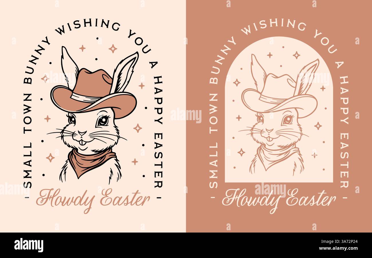 Happy Easter howdy bunny funny wishes greeting card cowboy hat country ...