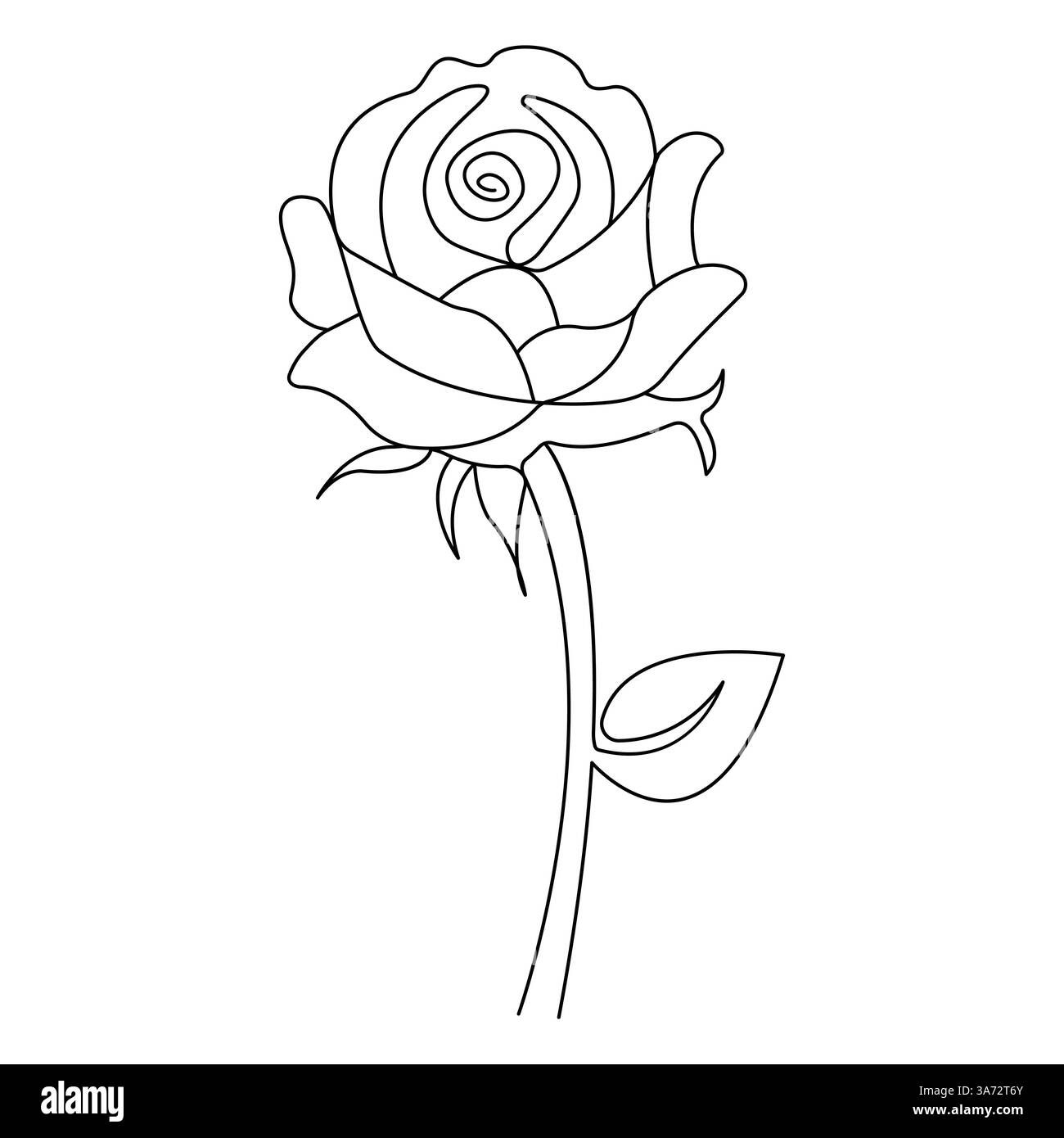 Rose flower continuous one line drawing of valentines day outline vector illustration Stock ...