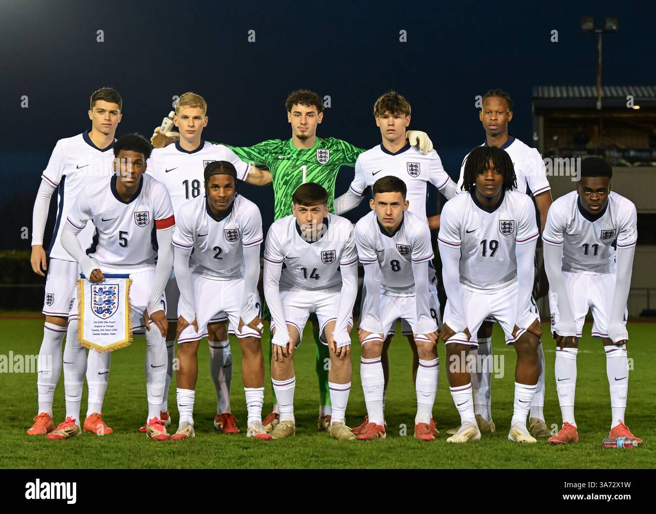 Deeside, Wales, 25th March 2025. England team back row: Lewis Miley ...