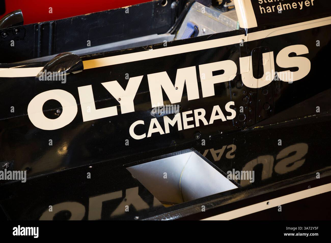 Close-up of sponsorship logo for OLYMPUS cameras on WOLF WR7 (sponsored by camera company in ...