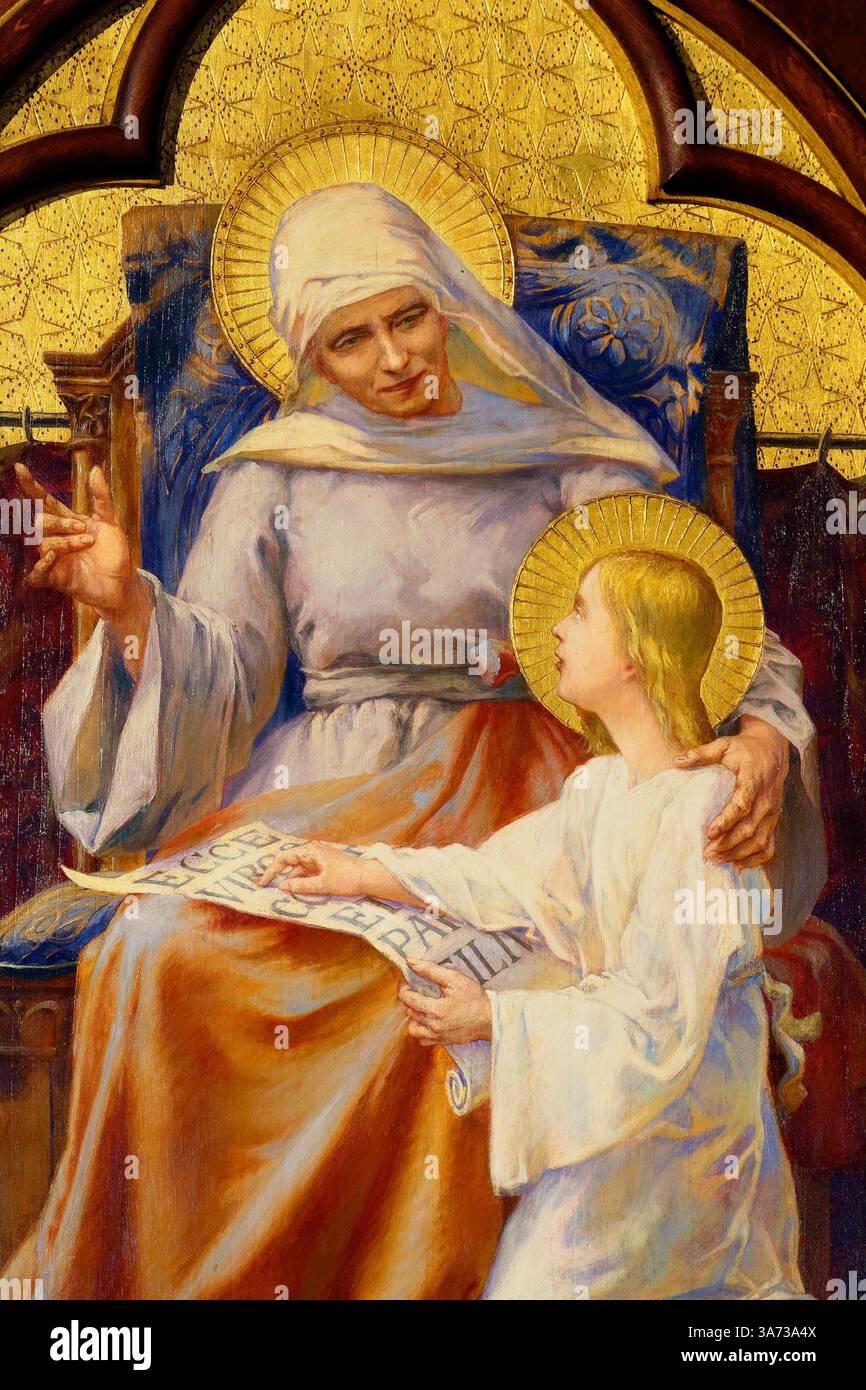 Paris, FRANCE - 09–13-2024: Nice old painting of Virgin Mary with her ...