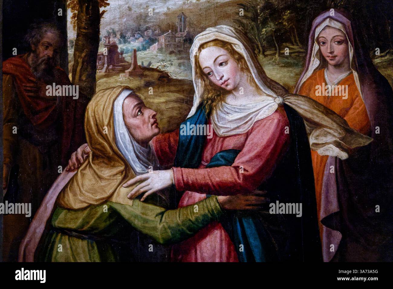 Paris, FRANCE - 09–13-2024: Old painting of Visitation of the Virgin ...