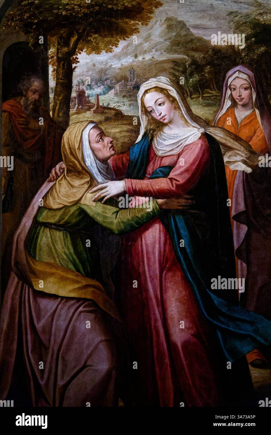 Paris, FRANCE - 09–13-2024: Old painting of Visitation of the Virgin ...