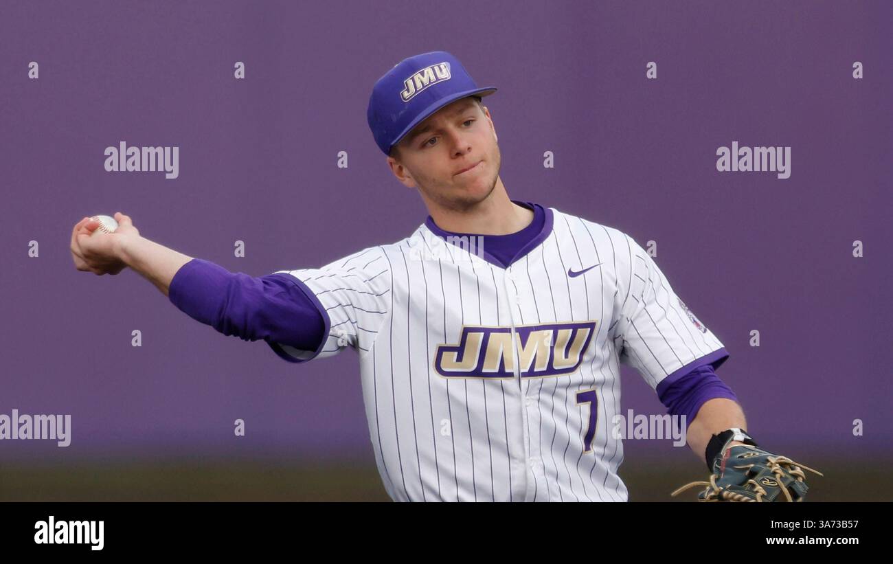James Madison infielder Reece Moody (7) during an NCAA baseball game ...