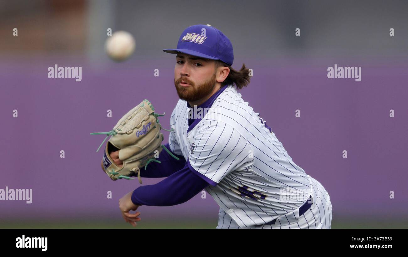 James Madison pitcher Corey Costello (46) during an NCAA baseball game ...