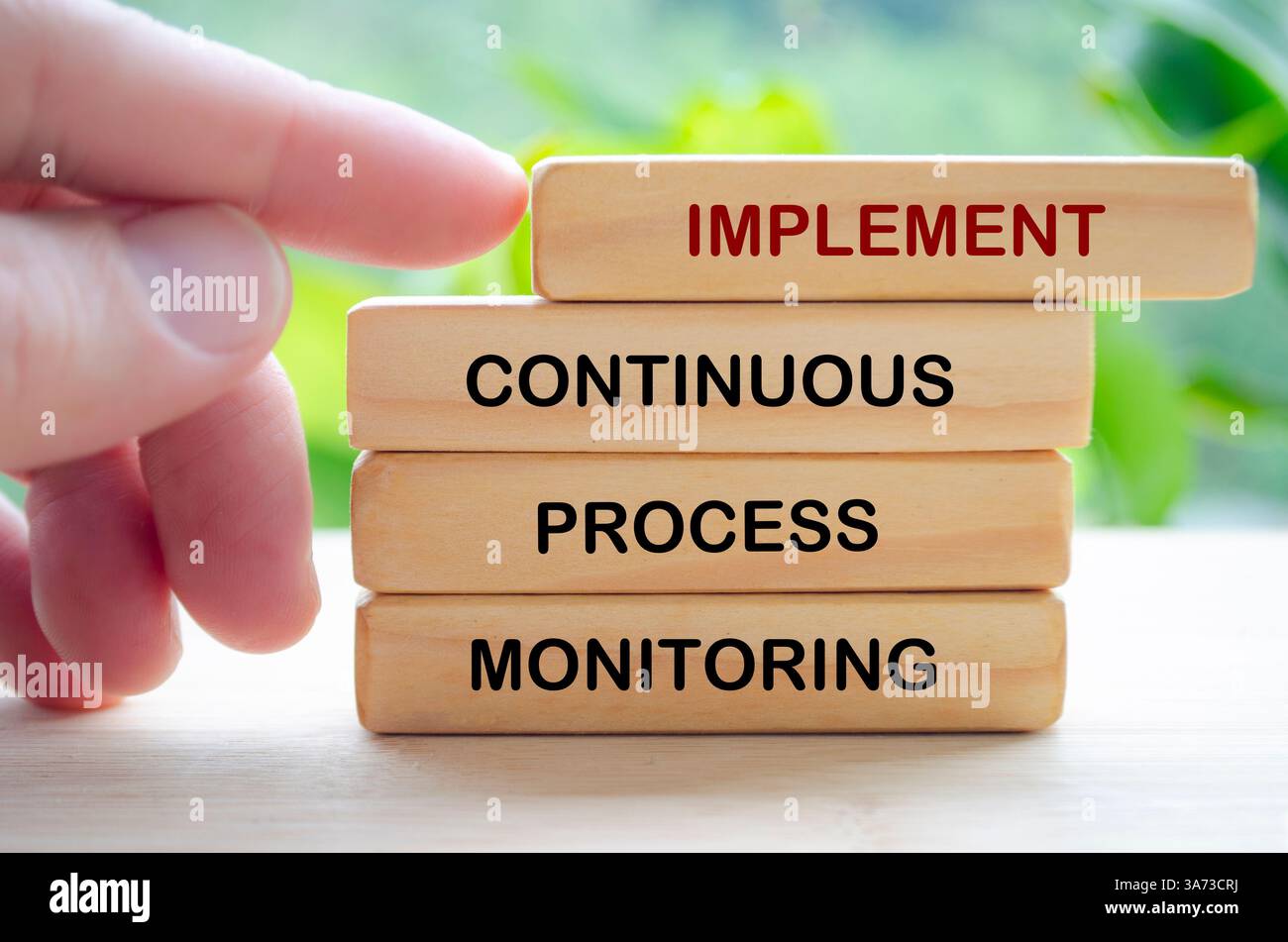 Implement Continuous Process Monitoring text on wooden blocks ...