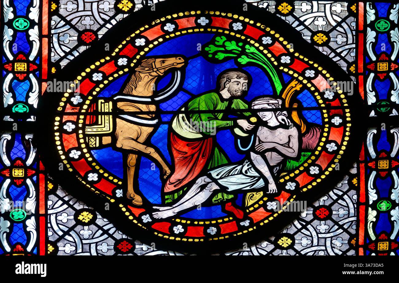 Paris, FRANCE - 09-28-2024: Stained glass (Nineteenth century) of ...