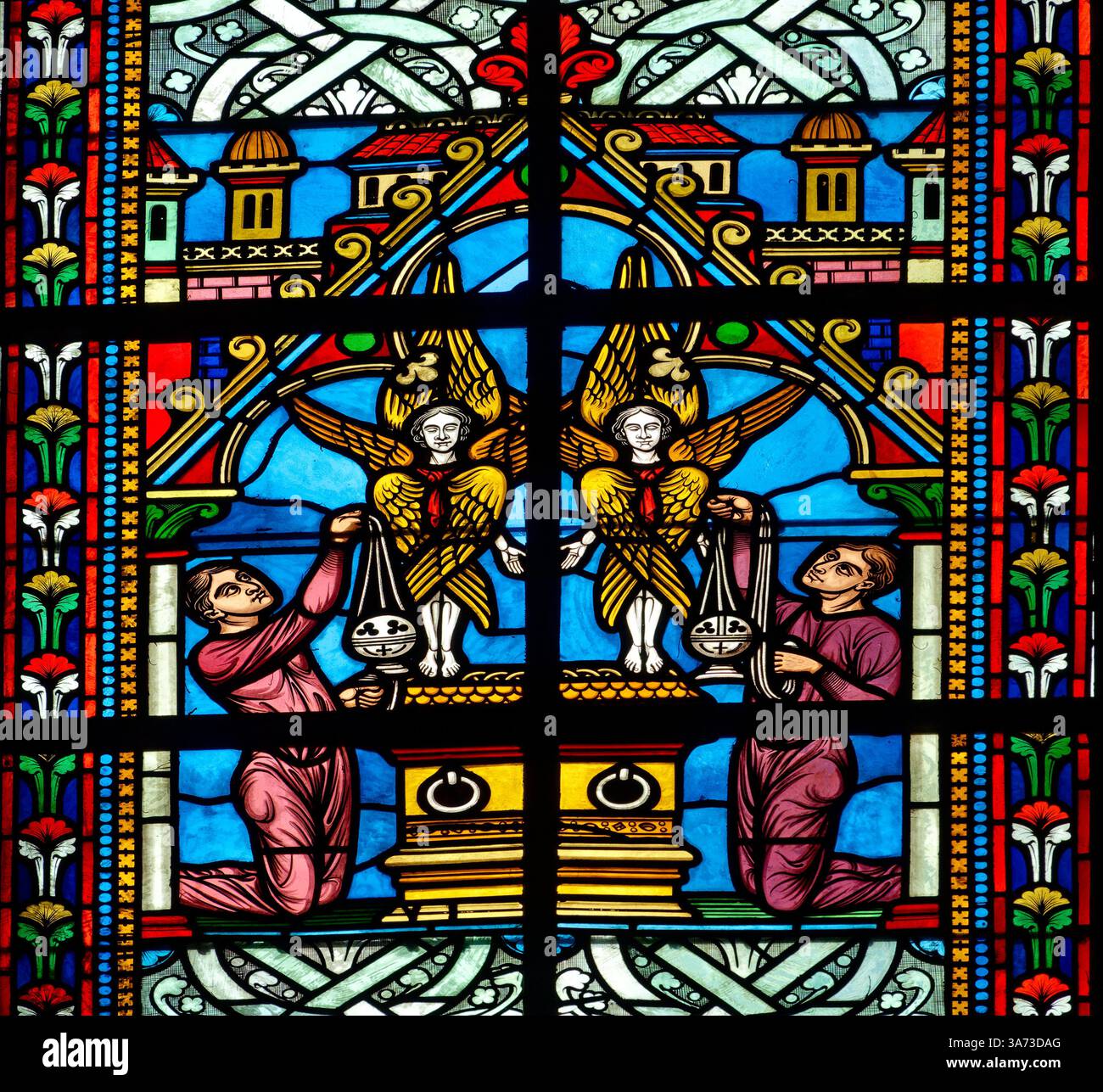 Paris, FRANCE - 09-28-2024: Stained glass (Nineteenth century) of the ...