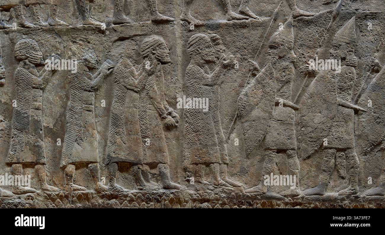 Assyrian bas relief sculpture panel showing Sennacherib's archers in ...