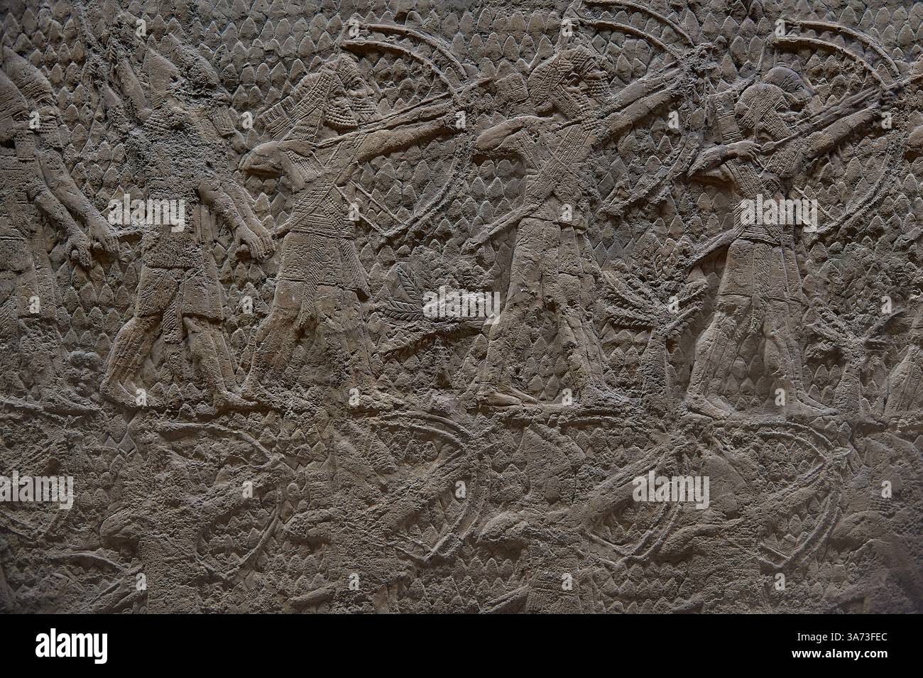 Assyrian bas relief sculpture panel showing Sennacherib's archers in ...