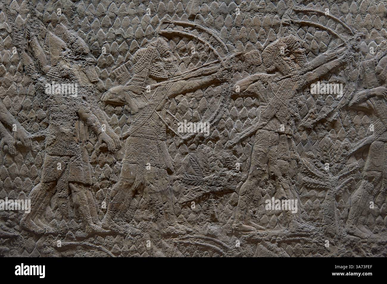 Assyrian bas relief sculpture panel showing Sennacherib's archers in ...