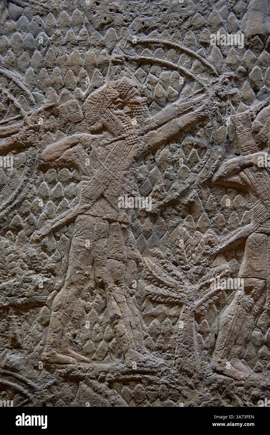 Assyrian bas relief sculpture panel showing Sennacherib's archers in ...