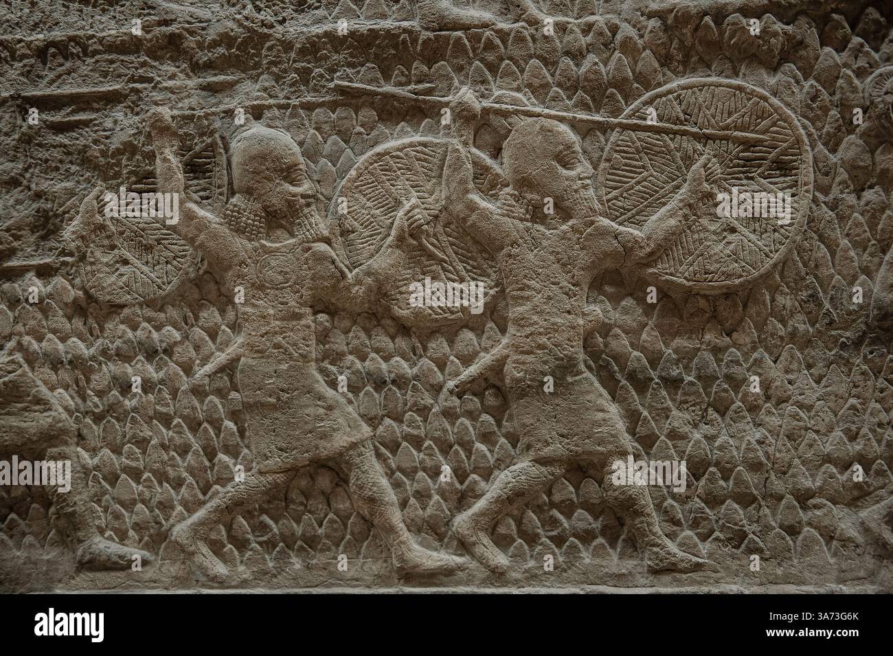 Assyrian bas relief sculpture panel showing scenes from Sennacherib's ...