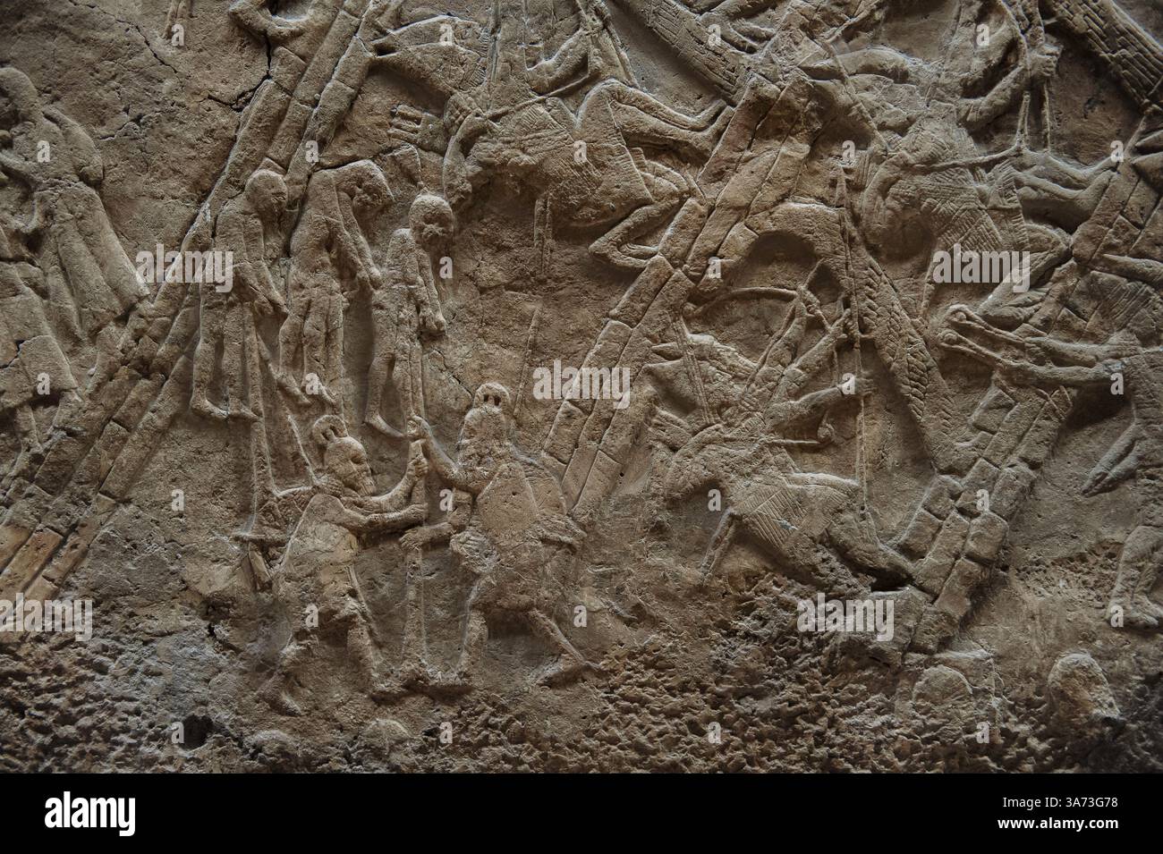 Assyrian bas relief sculpture panel showing scenes from Sennacherib's ...