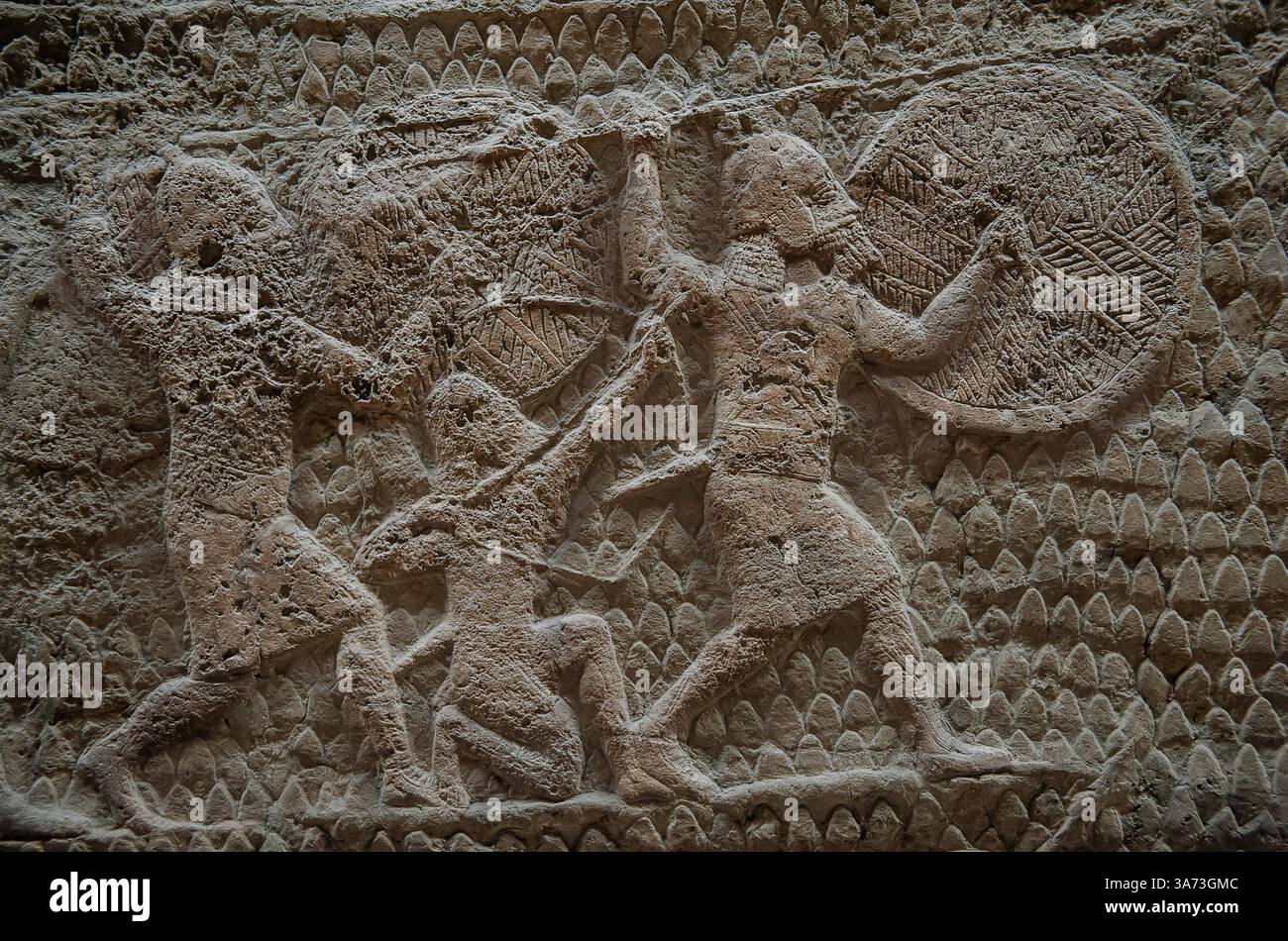 Assyrian bas relief sculpture panel showing scenes from Sennacherib's ...