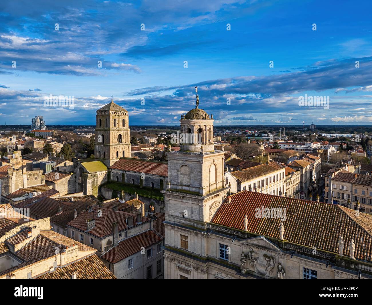 The cityscape of Arles in an aerial view, Provence, France Stock Photo ...