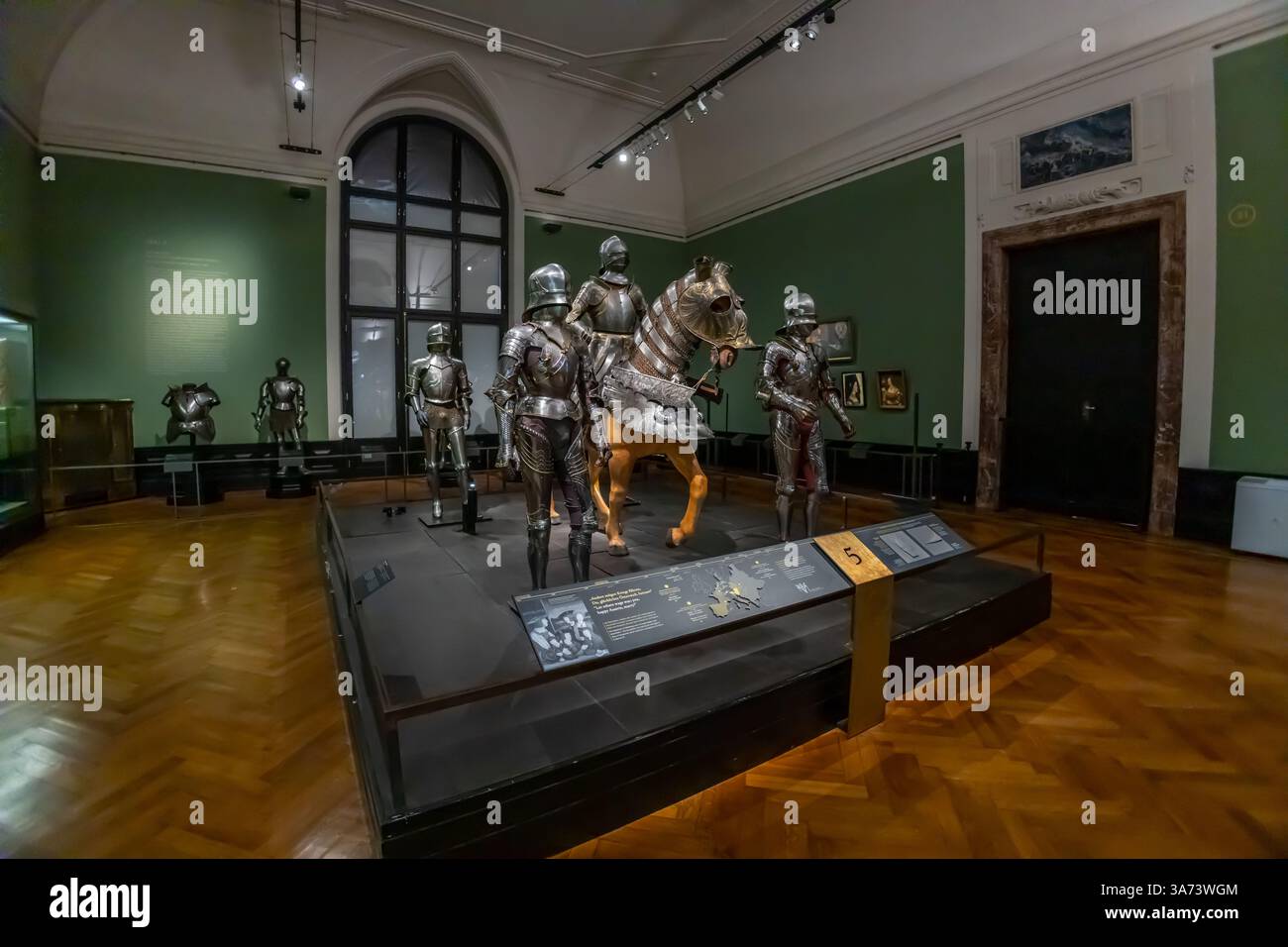 Imperial Armoury of Austria in Vienna. Medieval ages knights armor exposition in the Welt museum ...